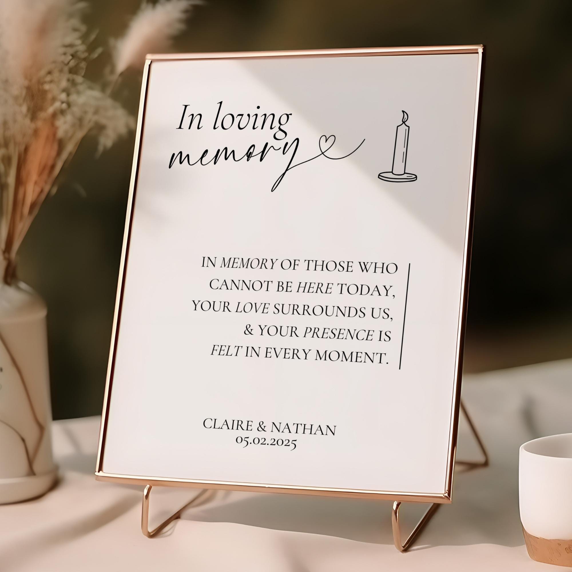 In Loving Memory Wedding Sign Template Canva | Modern Memorial Tribute ...