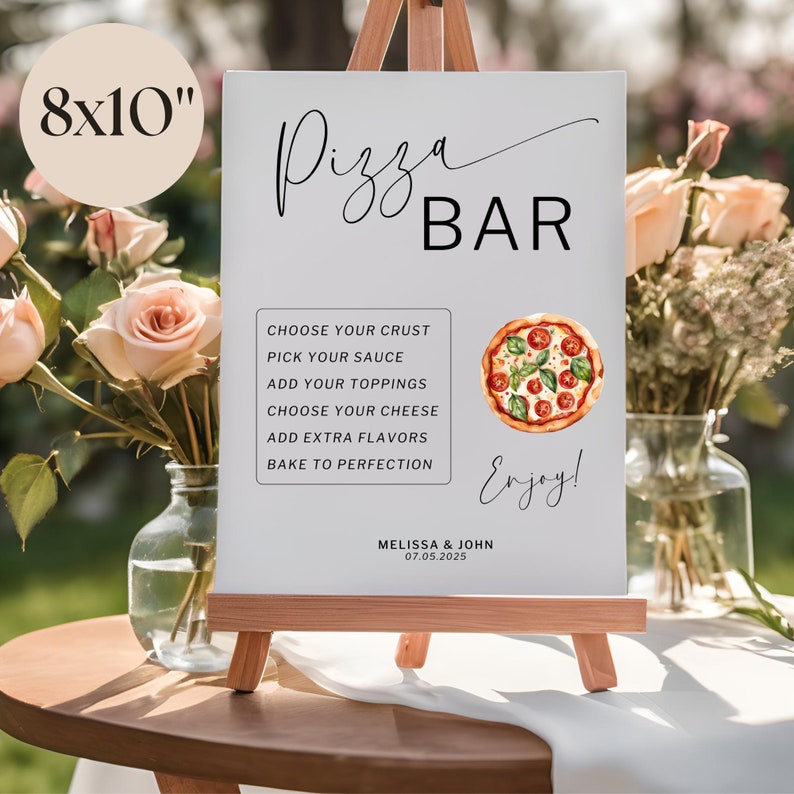 PIZZA BAR Sign | Build Your Own Pizza Instructions | Editable Printable ...