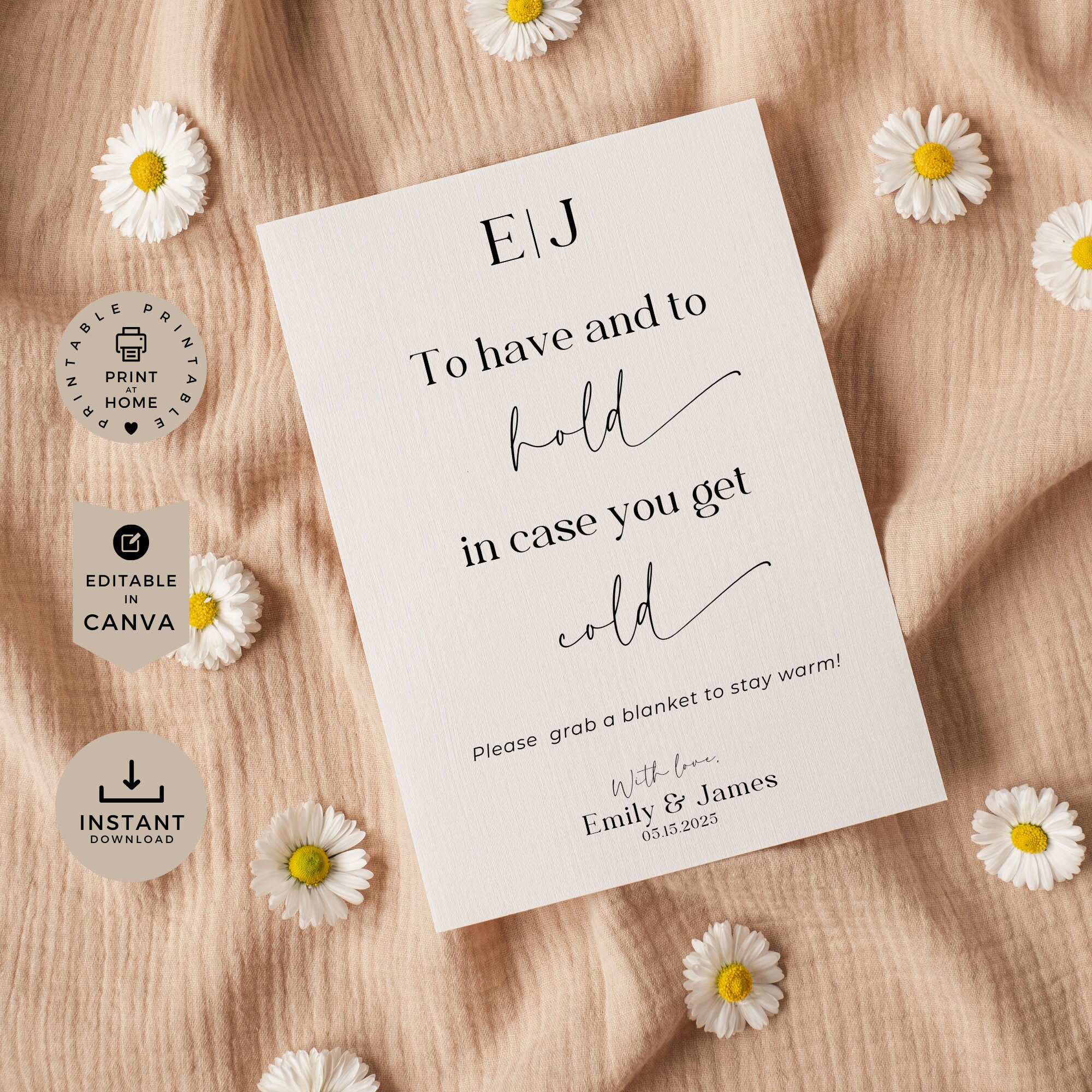 Editable Wedding Blanket Sign Template Customizable Cozy up Printable ...