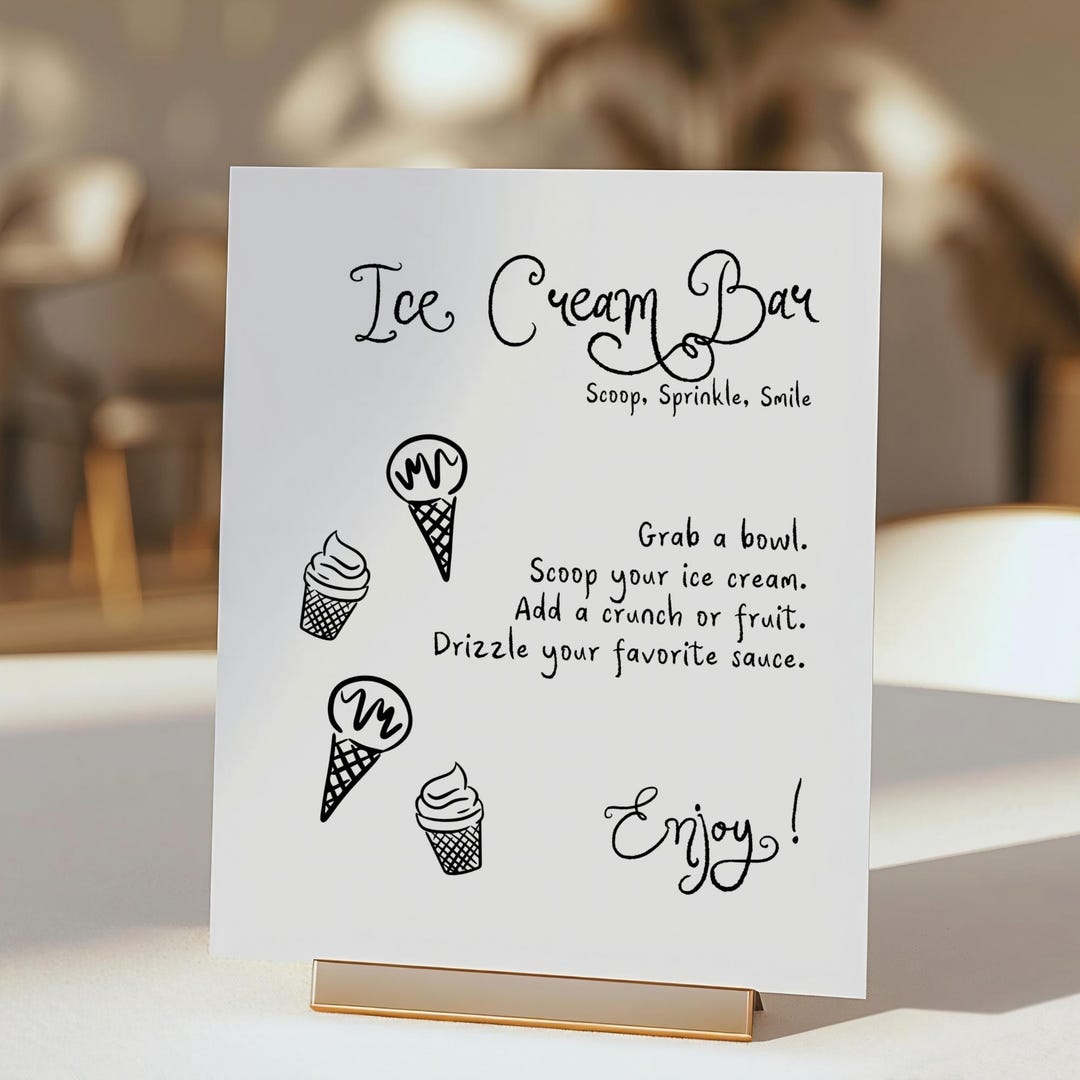 Whimsical Ice Cream Bar Table Sign | Wedding Dessert Table Sign | Canva ...