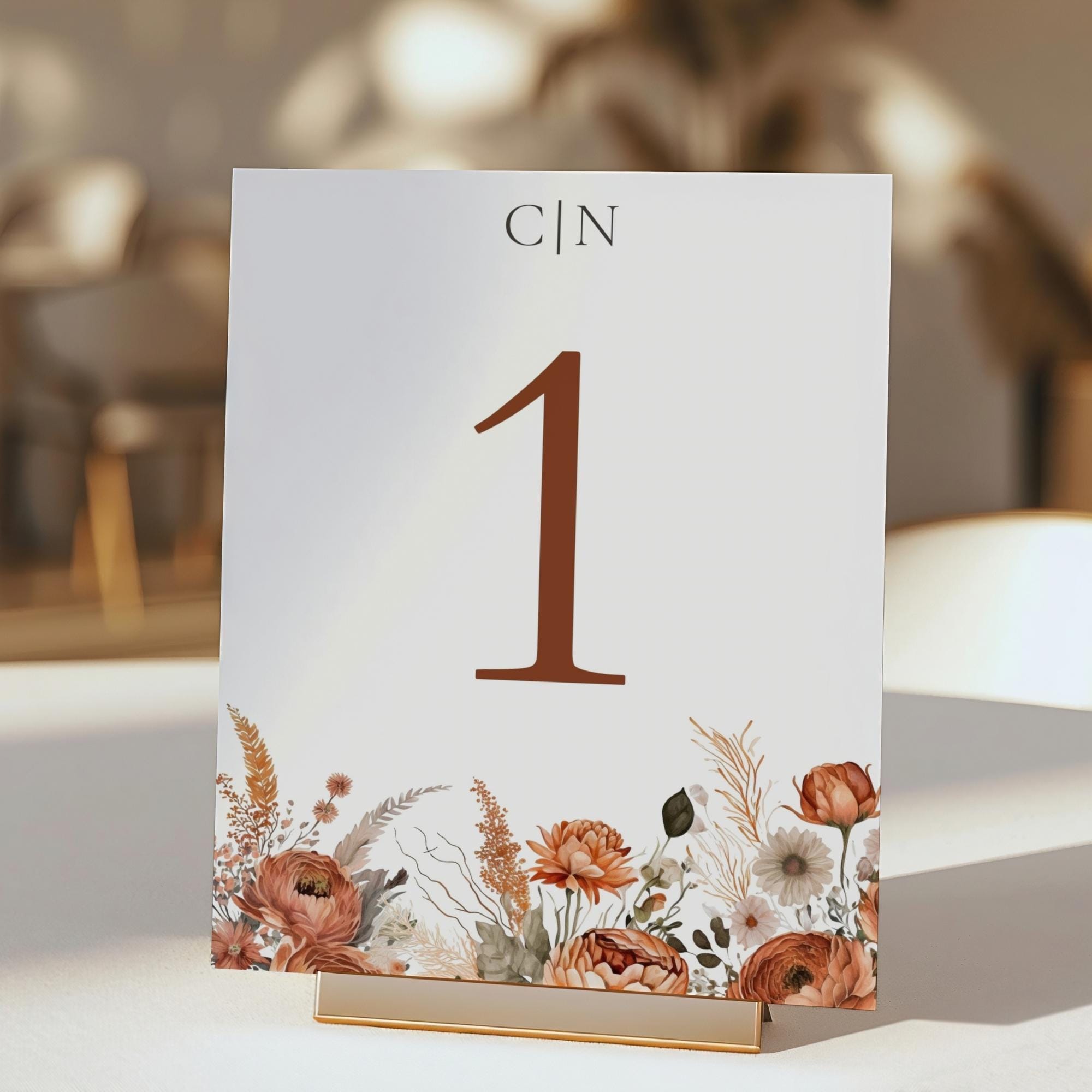 Colorful Floral Table Number Template | Boho Terracotta Flowers ...