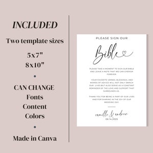 SIGN Our BIBLE Wedding Sign, Christian Guestbook Signage, Minimalistic ...