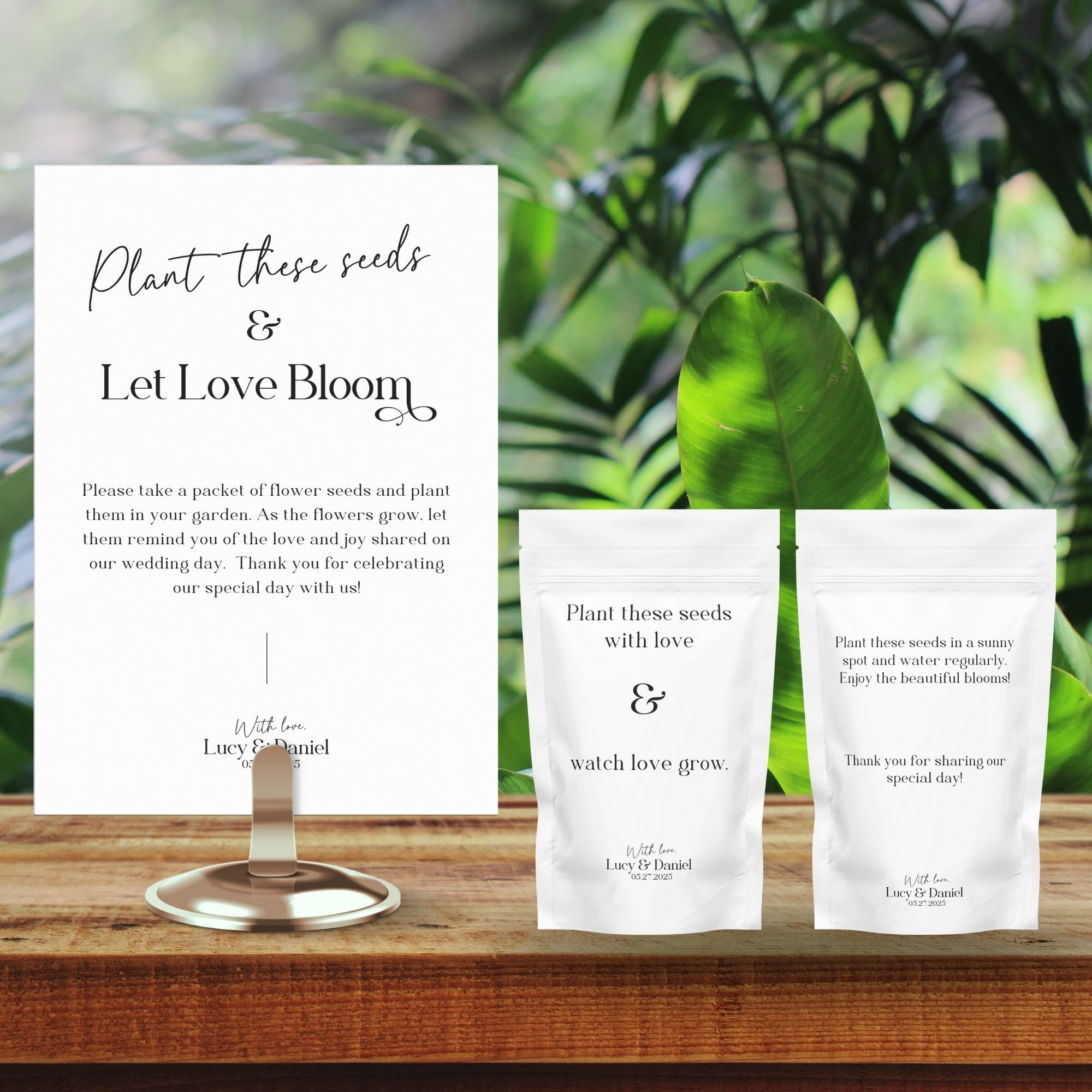 Minimalistic Wedding Seed Packet Favor Sign & Labels | Floral Seed ...