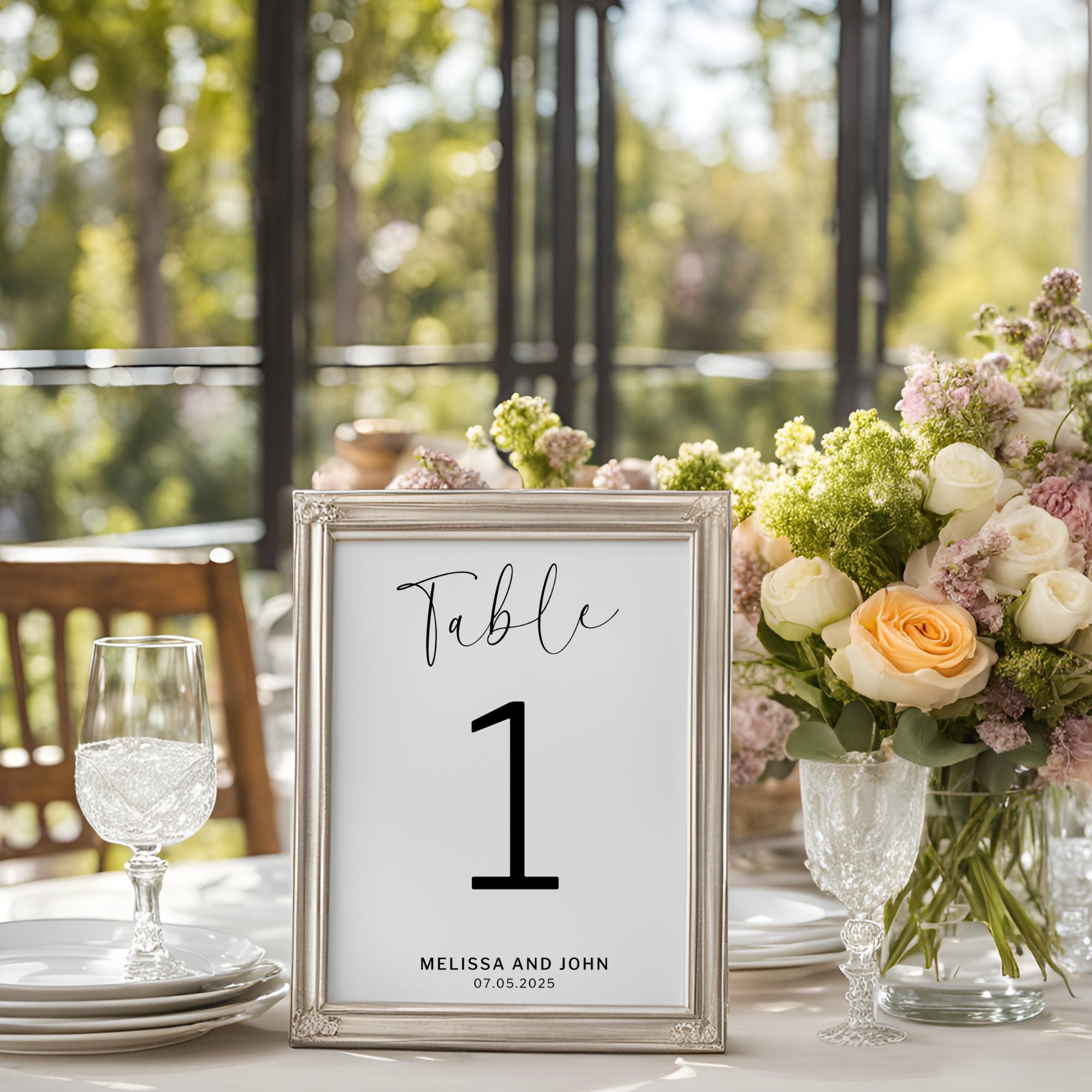 Table Number Signs Minimalistic & Heart Shaped Pizza Card Editable ...