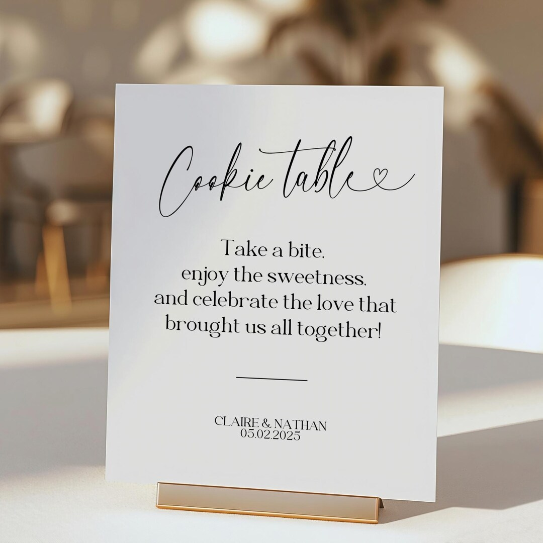 Cookie Table Sign | Wedding Dessert Table Sign | Canva Template PDF ...