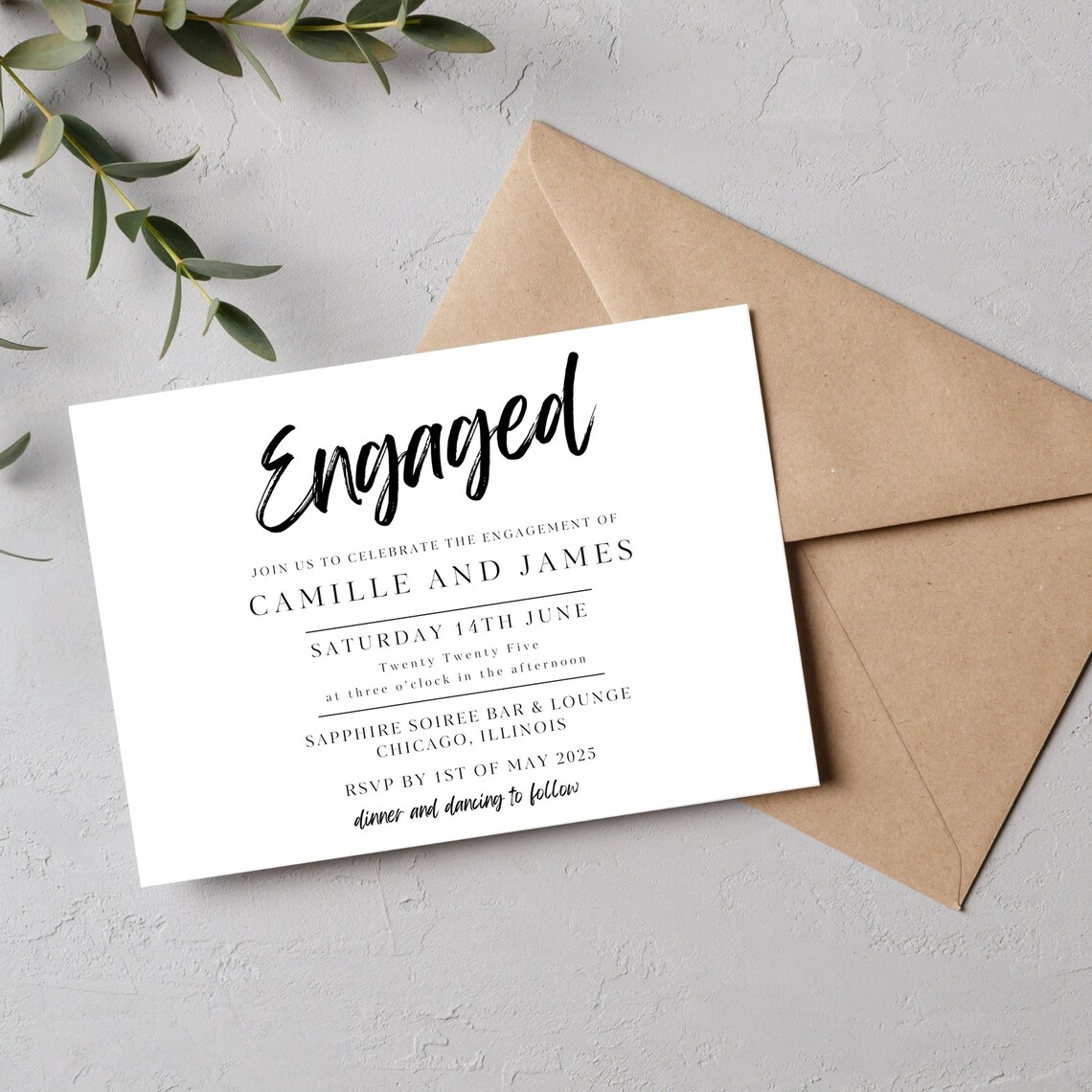 Minimalistic Elegant Engagement Invitation INSTANT DOWNLOAD, Printable ...
