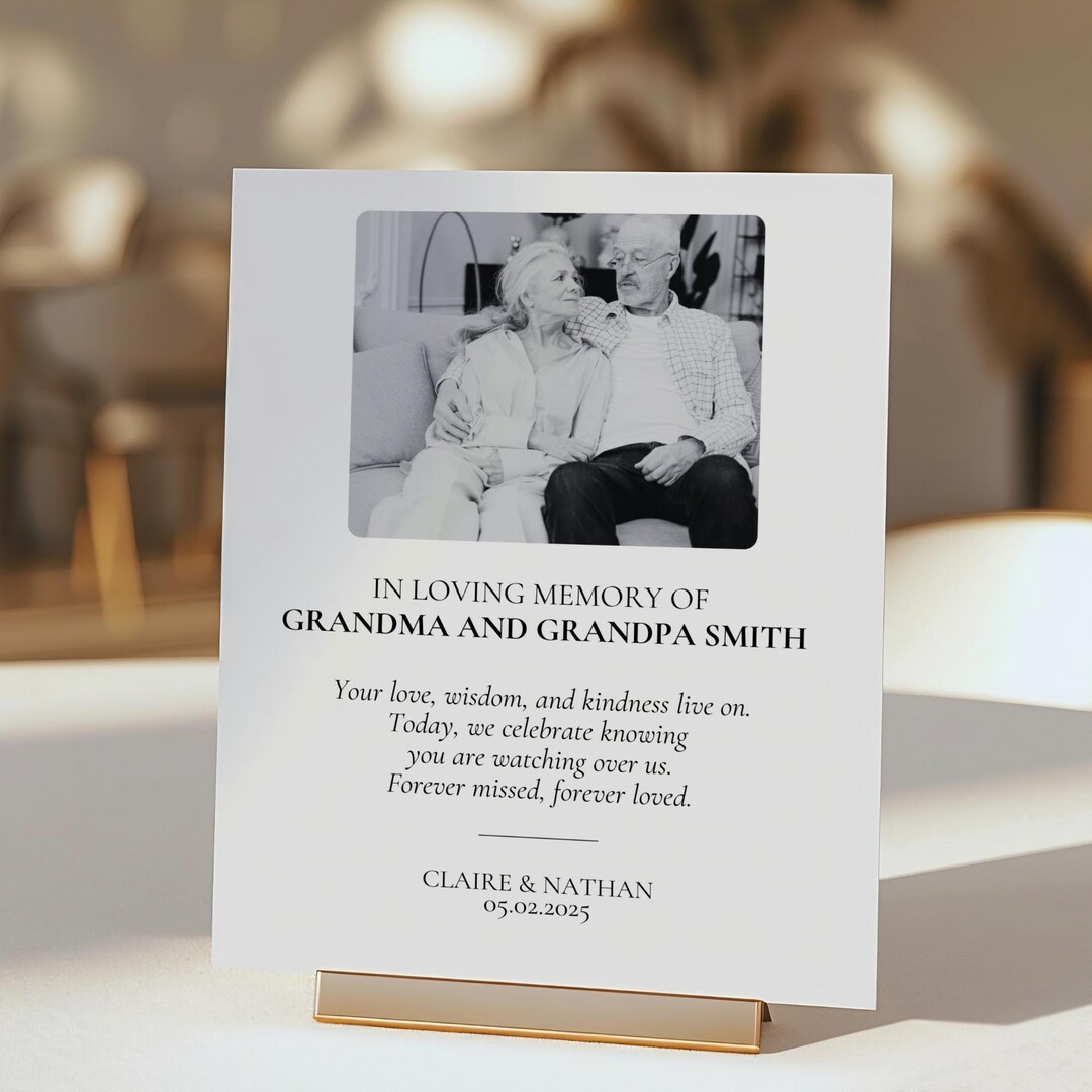 In Loving Memory of Grandparents Wedding Sign Template Canva | Modern ...