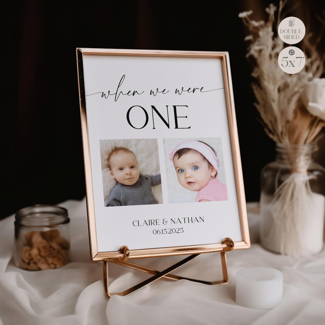 When We Were One Table Number Sign Editable Printable Décor With Photo ...