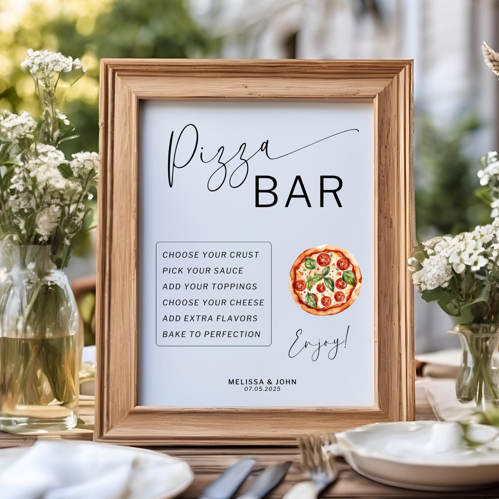 PIZZA BAR Sign | Build Your Own Pizza Instructions | Editable Printable ...