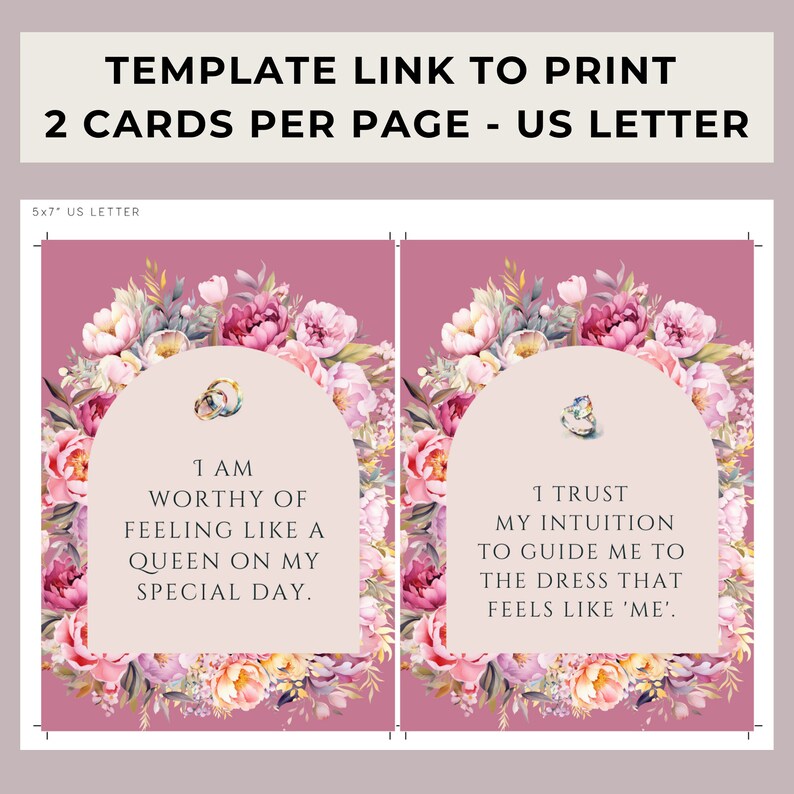 Positive AFFIRMATION CARDS Deck for Brides, Printable Affirmations for ...