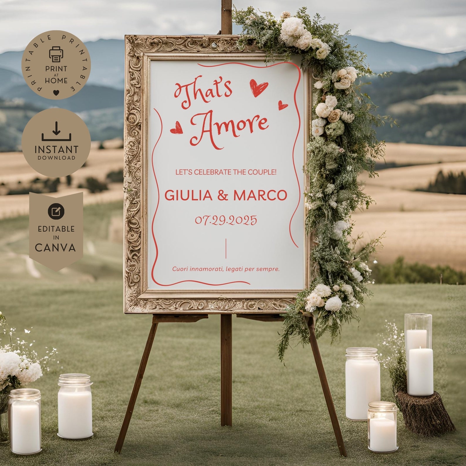 Engagement Party Welcome Sign Italian, THAT'S AMORE Bridal Shower ...