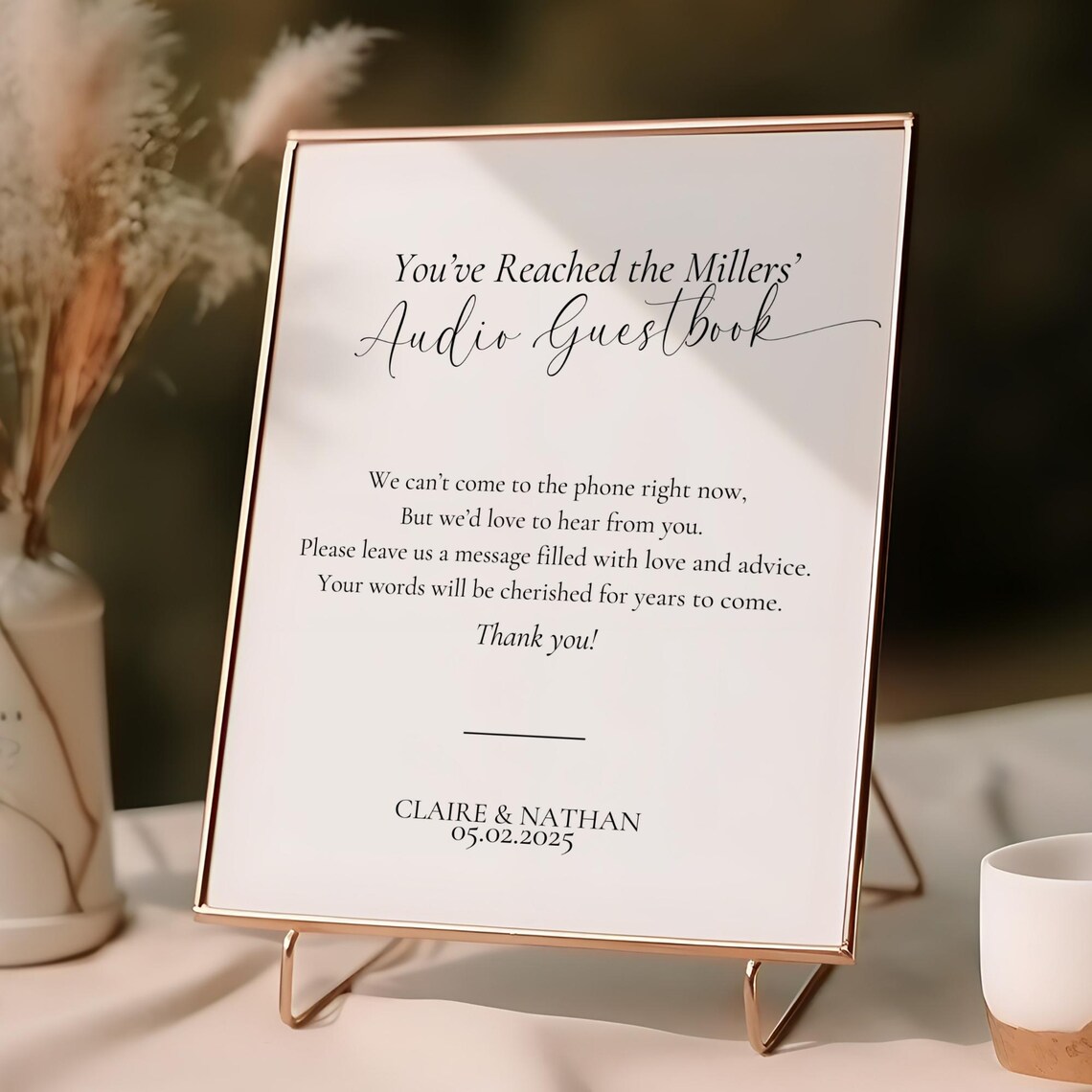 Audio Guestbook Printable Sign Template Canva | Wedding Voice Message ...