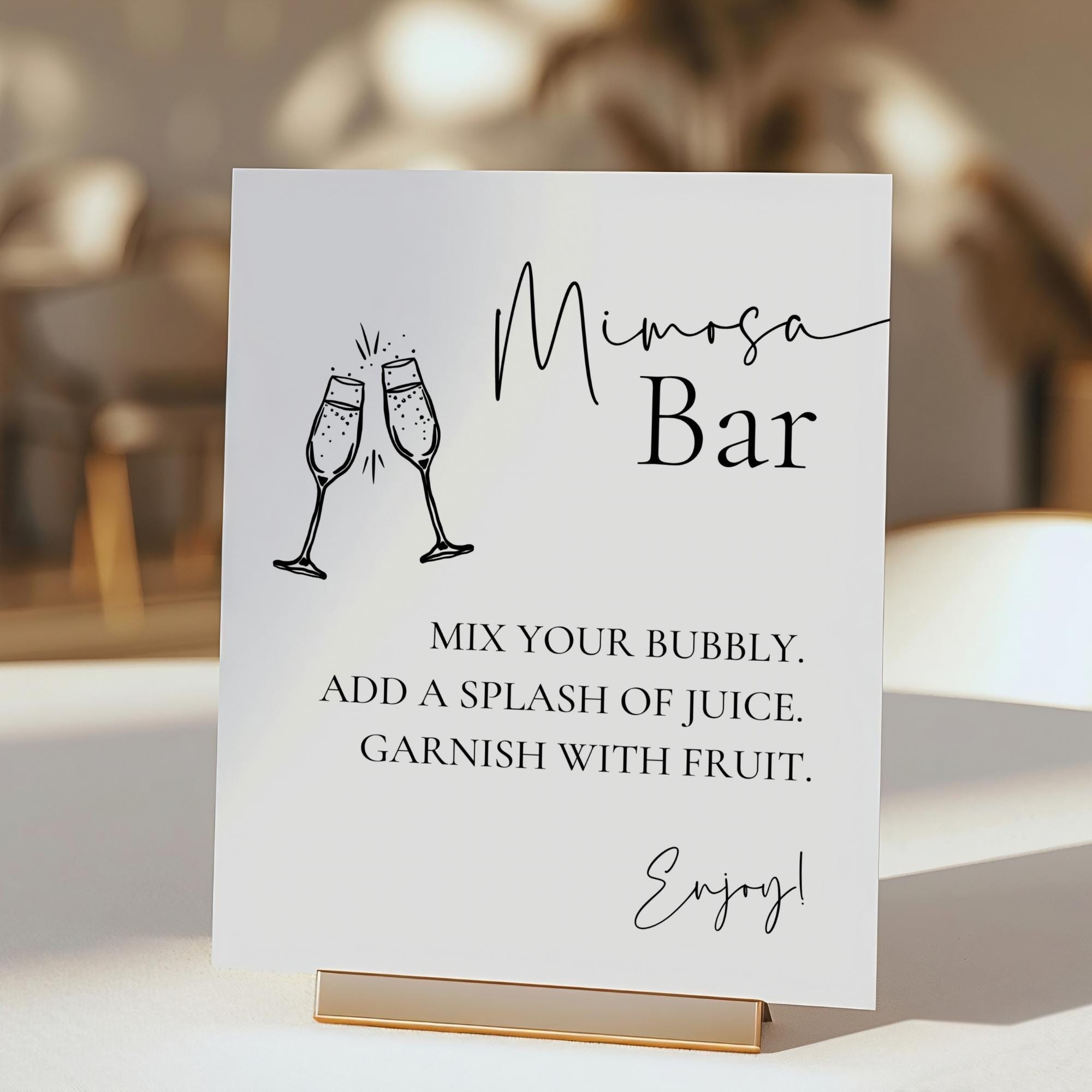 Printable Mimosa Bar Sign | Canva Template | Modern Minimalistic Bubbly ...