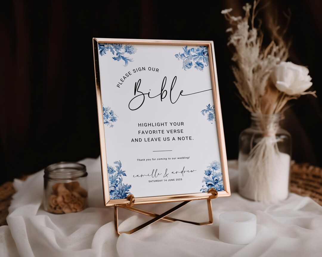 SIGN Our BIBLE Wedding Sign, Highlight the VERSE, Christian Guest Book ...