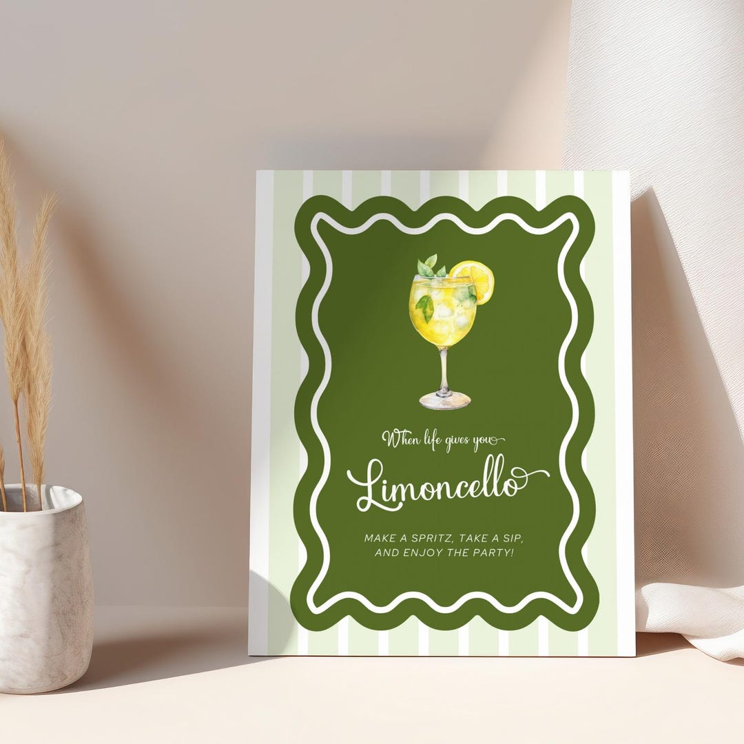 Limoncello Spritz Bar Poster Sign | Watercolor Lemon Cocktail Card ...