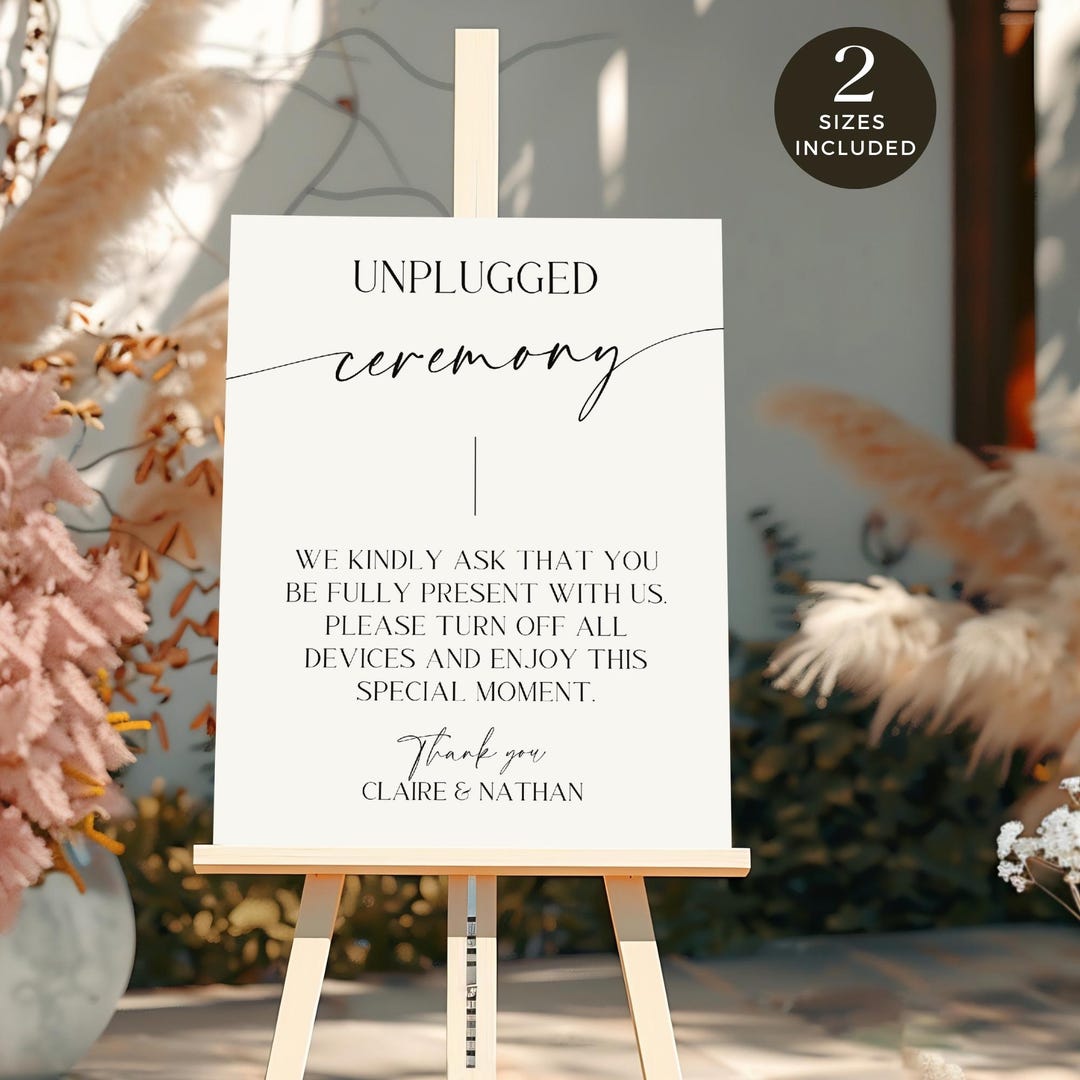 Minimalistic Unplugged Ceremony Welcome Sign | Modern Editable Poster ...