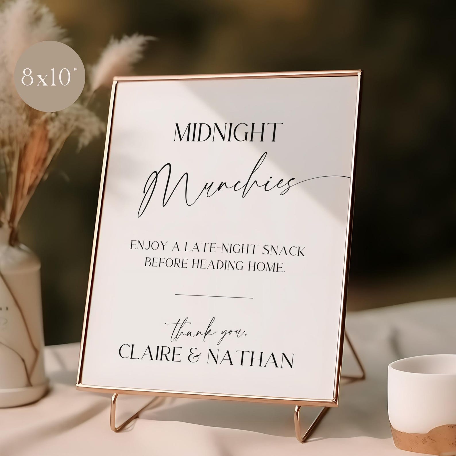 Minimal Midnight Munchies Sign Template Canva | Modern Wedding Snack ...