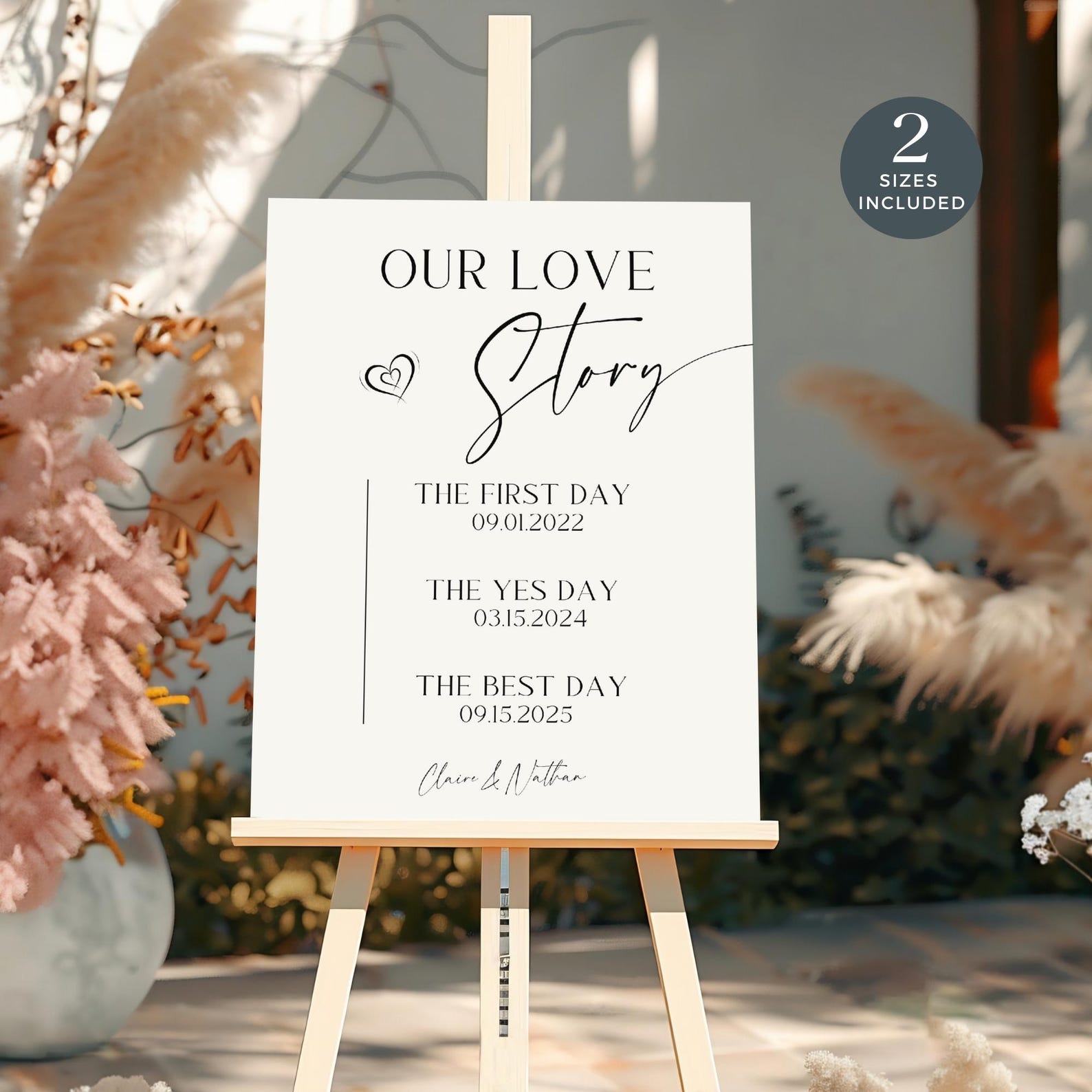 Minimalistic Our Love Story Wedding Day Sign | First Day, Yes Day, Best ...