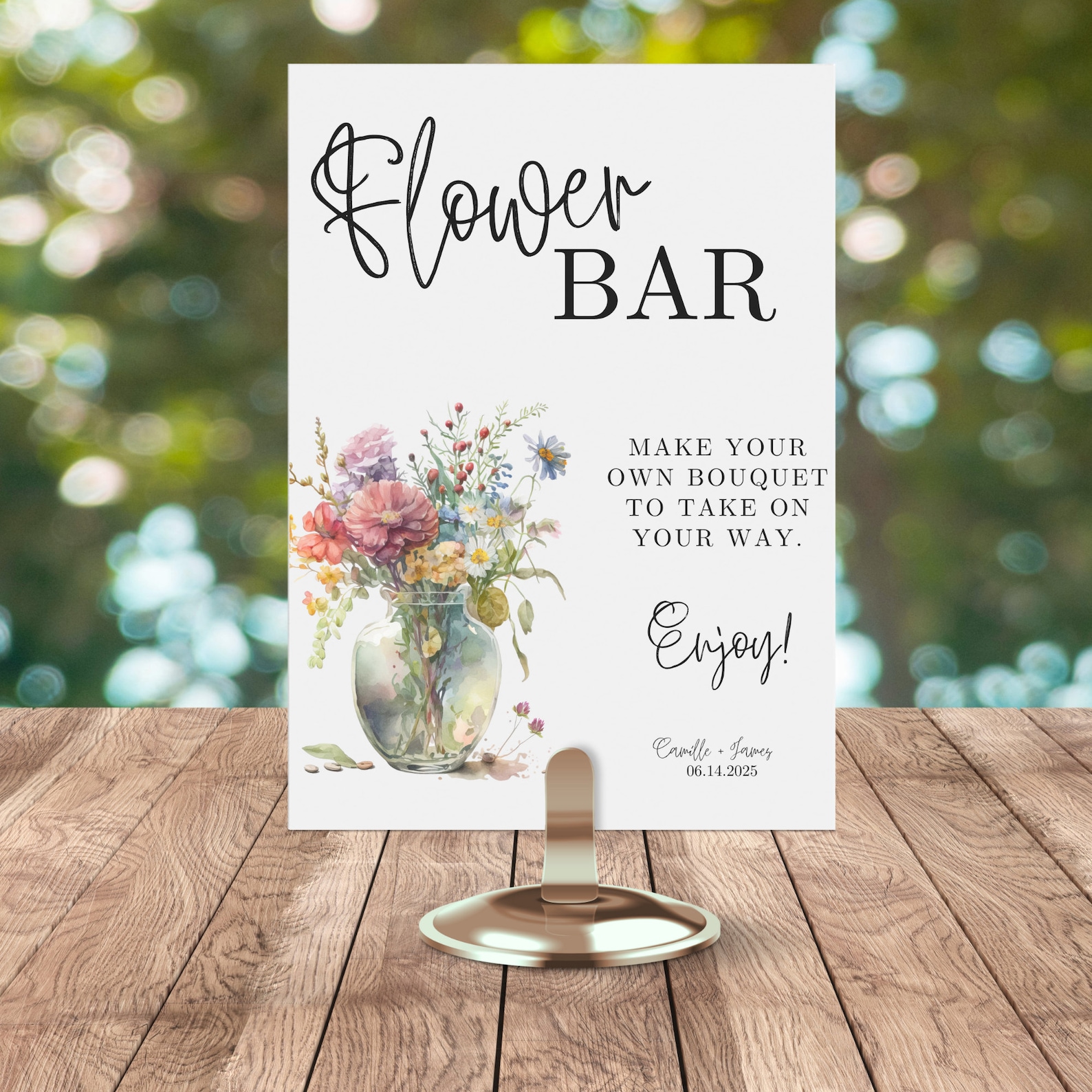 WILDFLOWER Vase Bridal Shower Flower Bar INSTANT DOWNLOAD, Editable ...