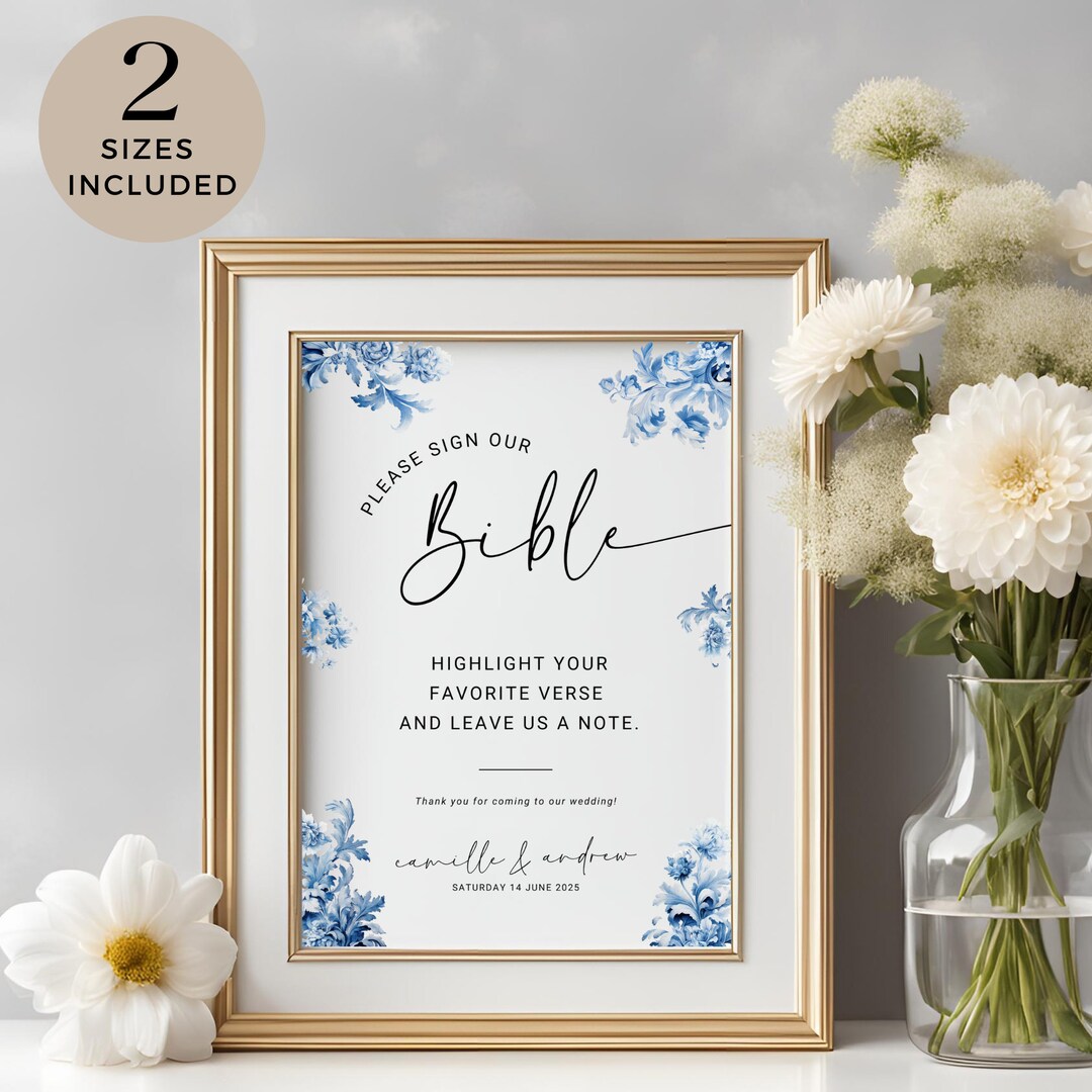 SIGN Our BIBLE Wedding Sign, Highlight the VERSE, Christian Guest Book ...