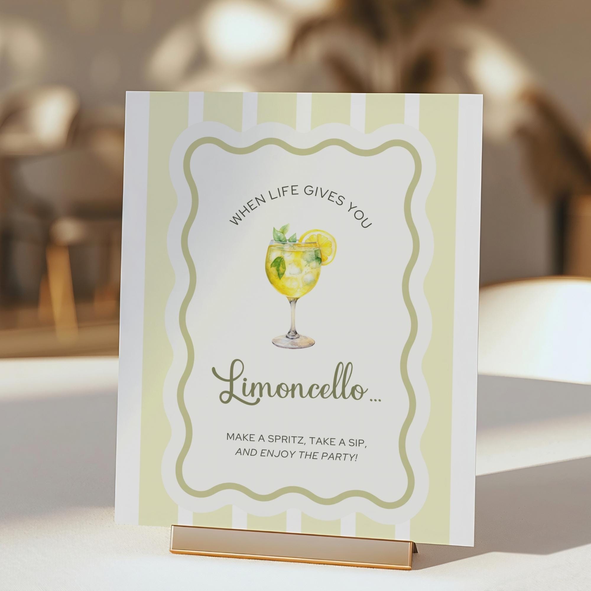 Limoncello Spritz Bar Poster Sign | Watercolor Lemon Cocktail Card ...