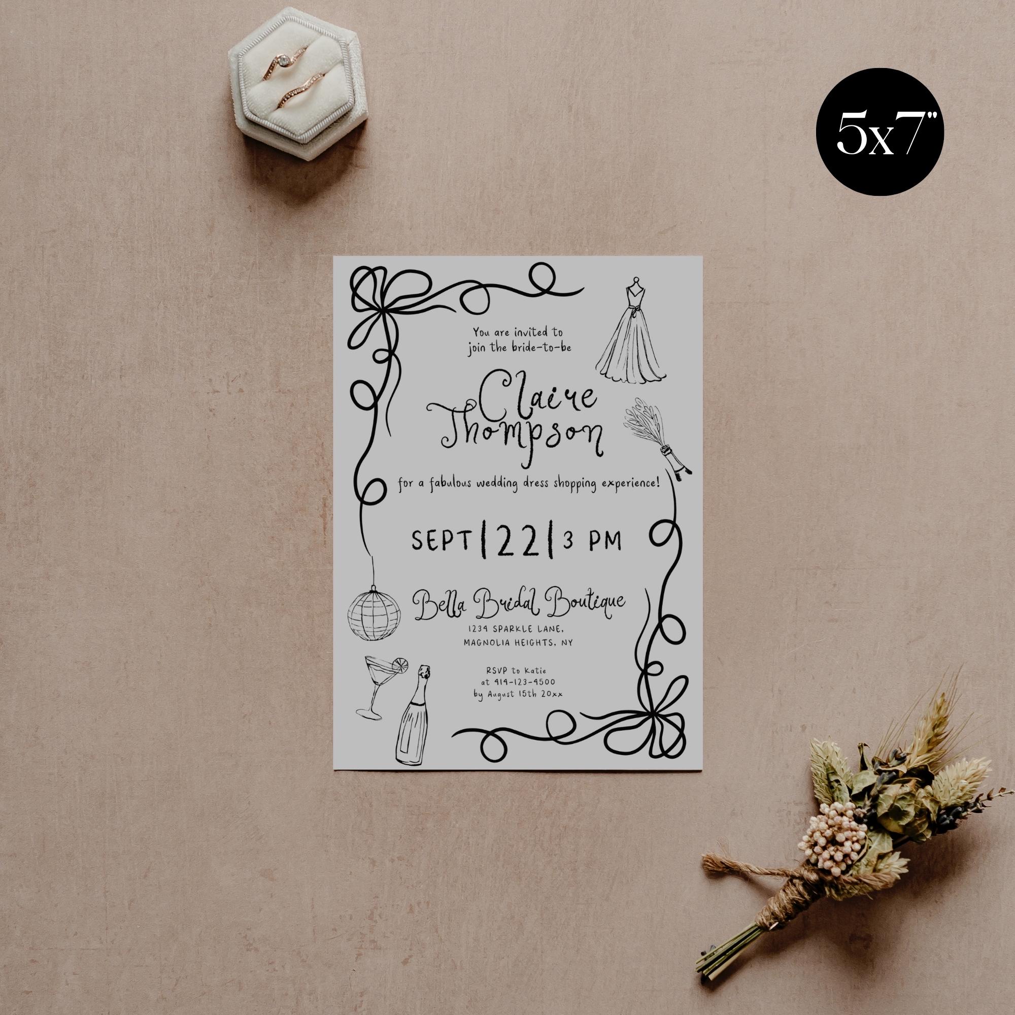 Whimsical I Said Yes to the DRESS Dress Bridal Shower Invite, Black ...