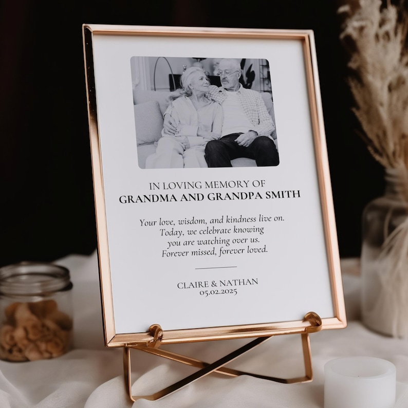 In Loving Memory of Grandparents Wedding Sign Template Canva | Modern ...