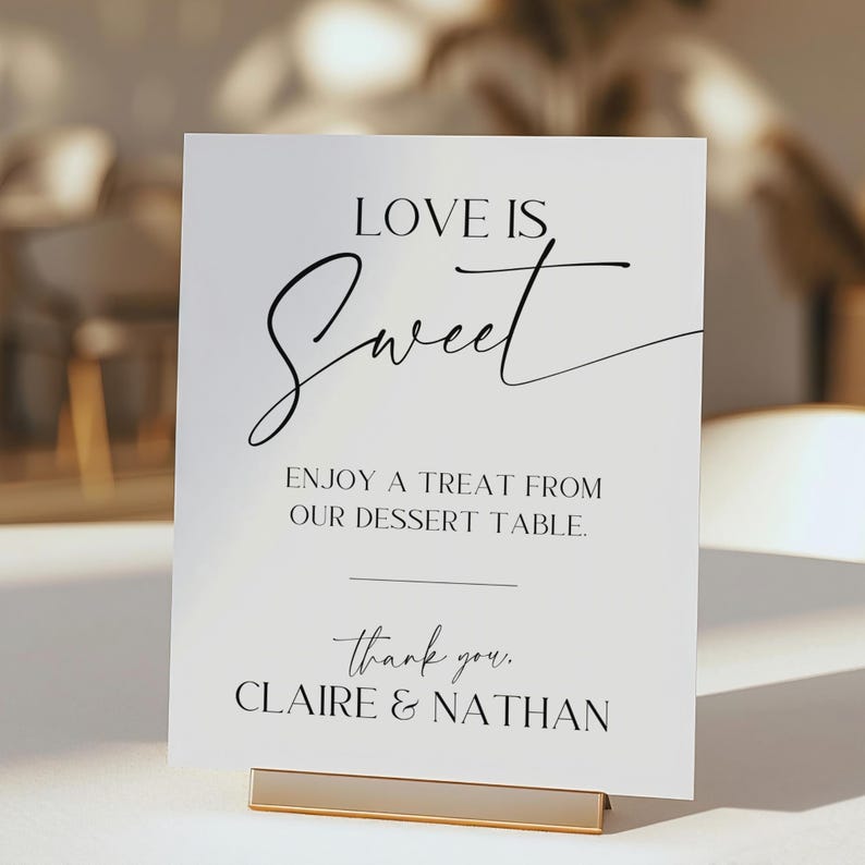 Love is Sweet Wedding Dessert Table Sign Template Canva | Modern ...