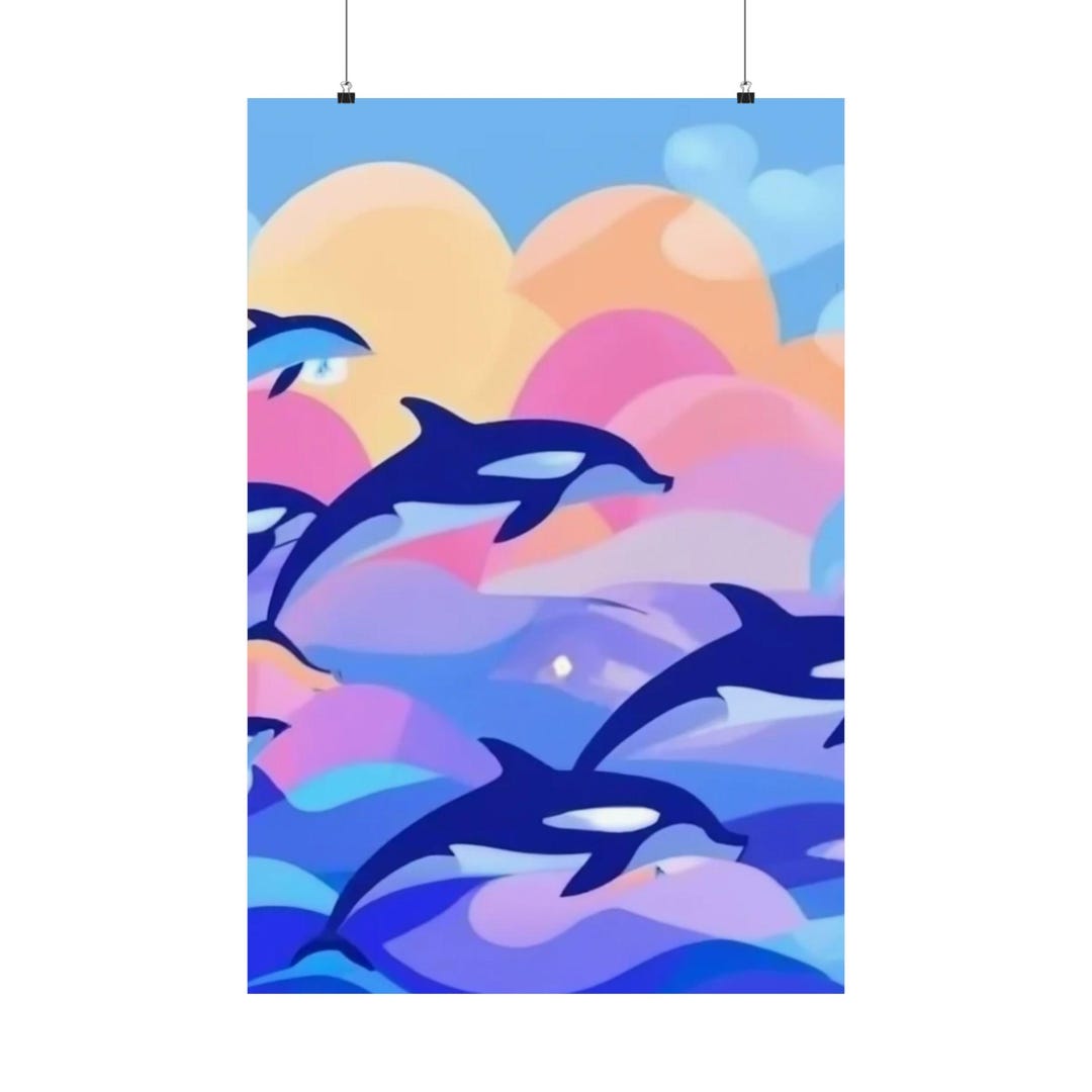 Dolphin Poster, Ocean Animal Art Print, Underwater Nursery Decor, Kid's ...