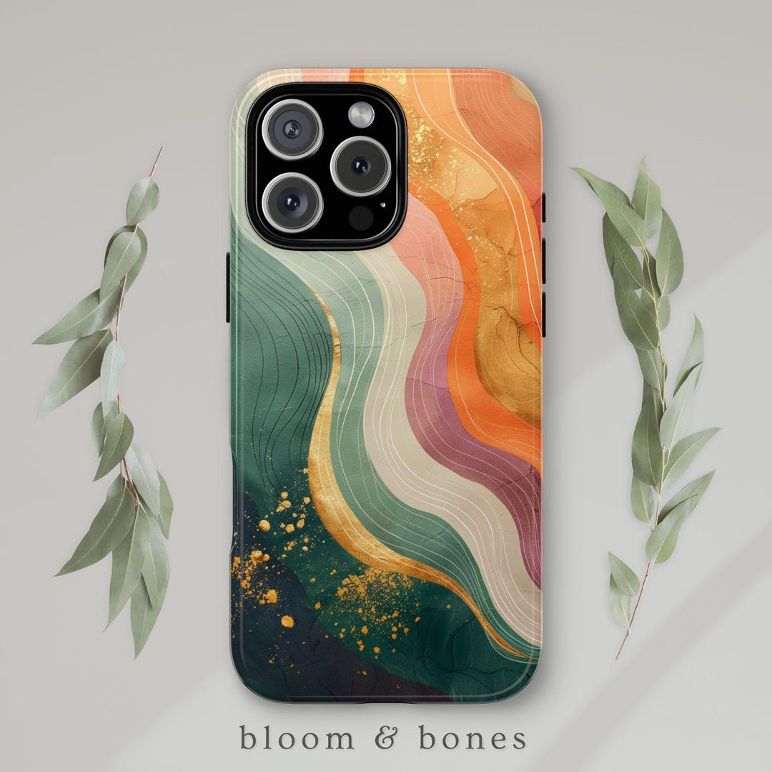 Boho Earth Tones Phone Case | Abstract Gold Speckled Swirls - Etsy