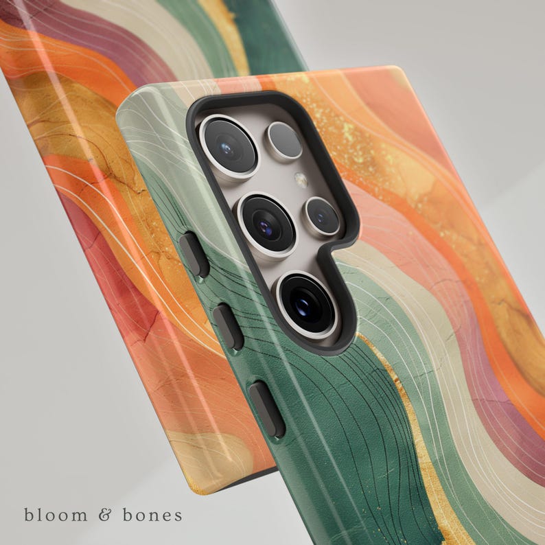 Boho Earth Tones Phone Case | Abstract Gold Speckled Swirls - Etsy