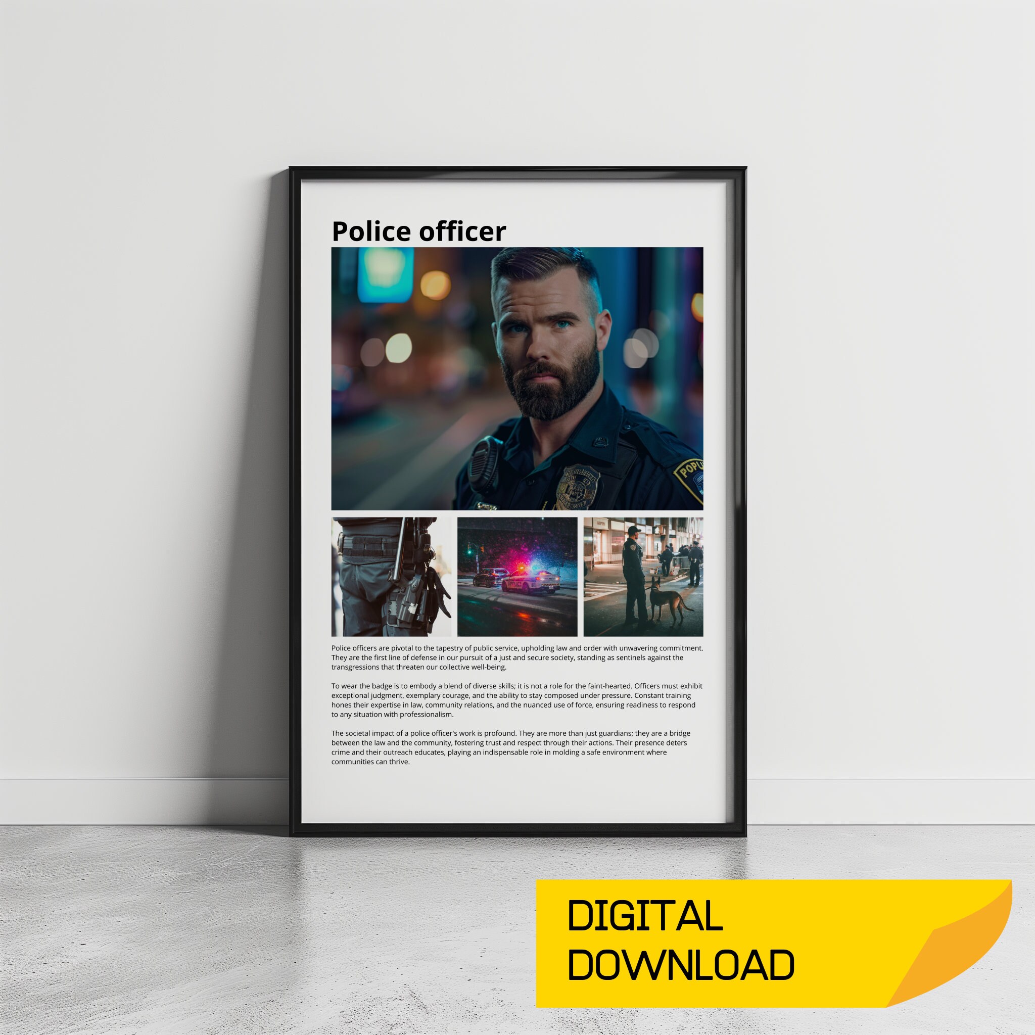 Police Print, Police Poster, Police Wall Art, Police Gift, Police ...