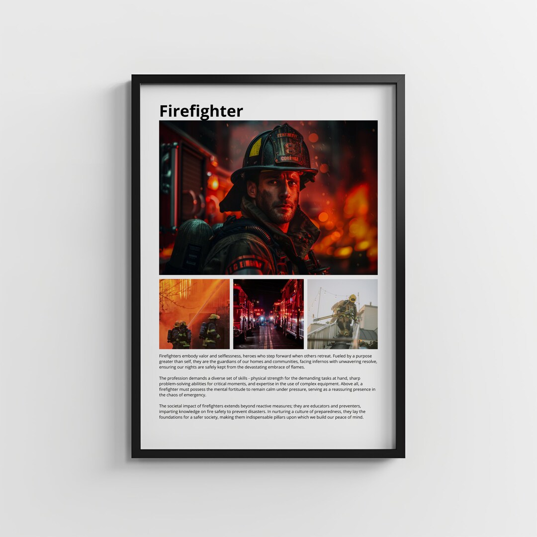Firefighter Print, Firefighter Poster, Firefighter Wall Art ...