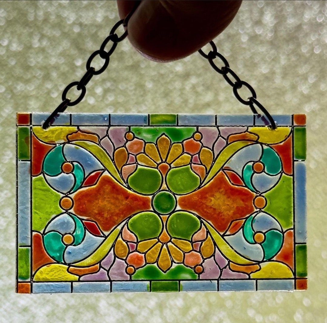 Miniature Stained Glass Look Acrylic Obscure Suncatcher Window - Etsy