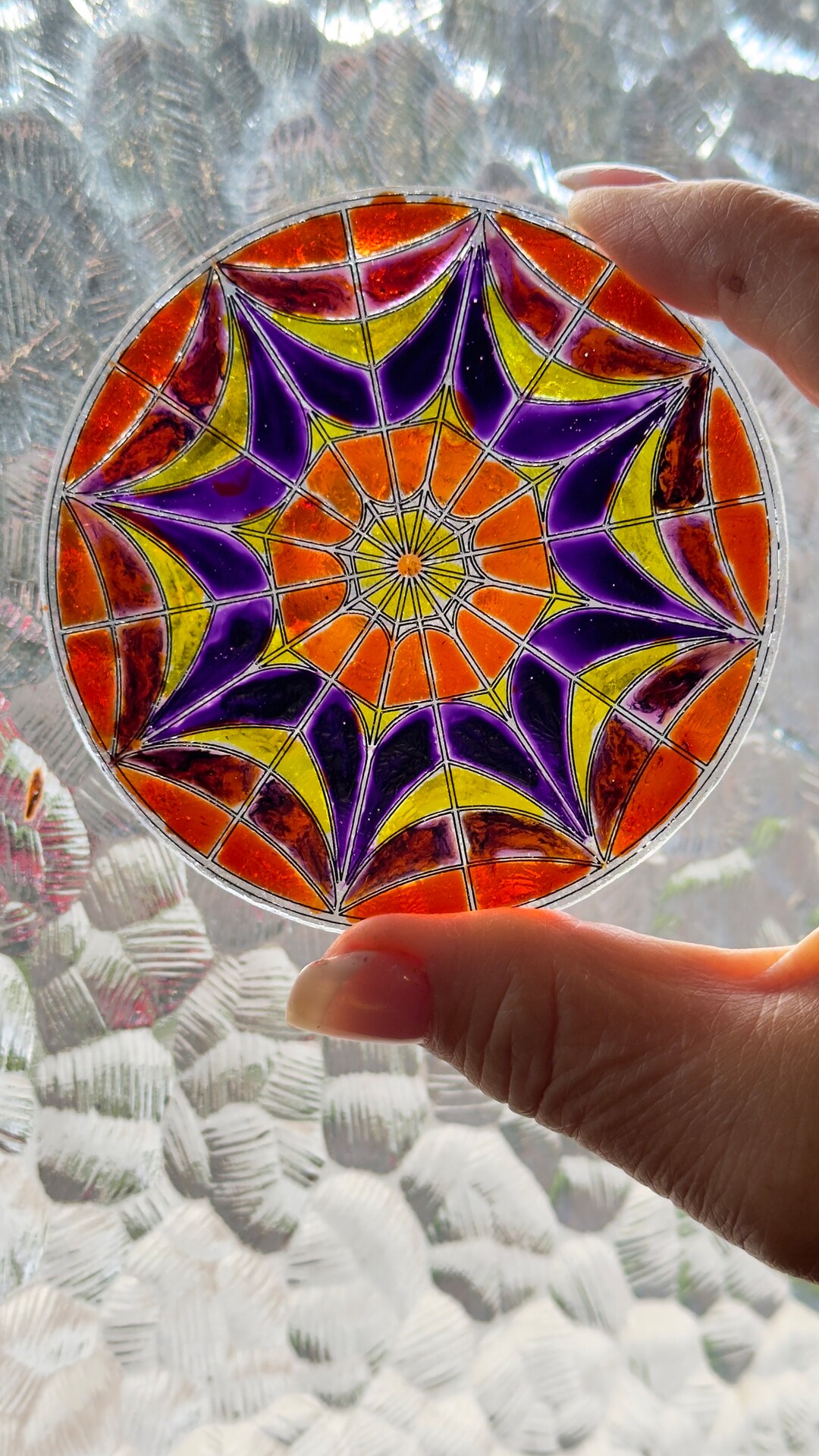 Miniature Stained Glass Look Acrylic Obscure Spiderweb Suncatcher ...