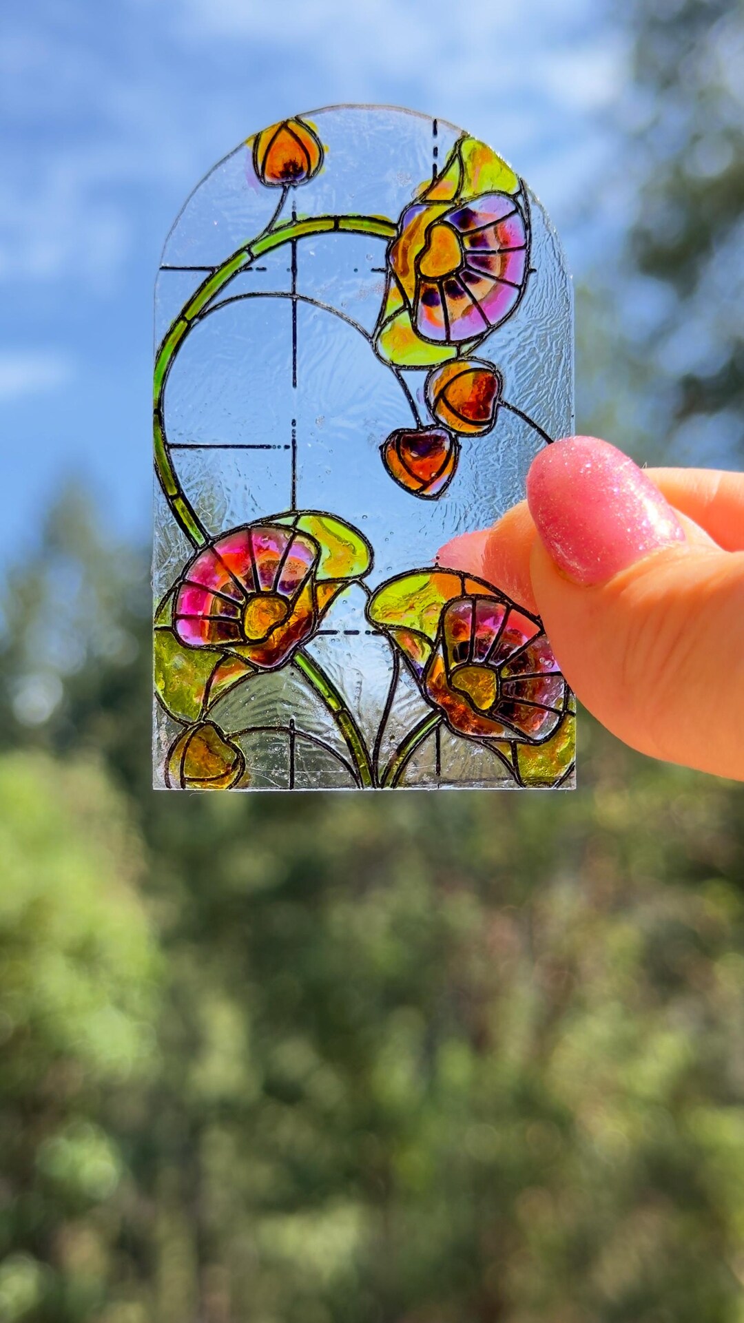 Miniature Stained Glass Look Acrylic Obscure Suncatcher Window - Etsy