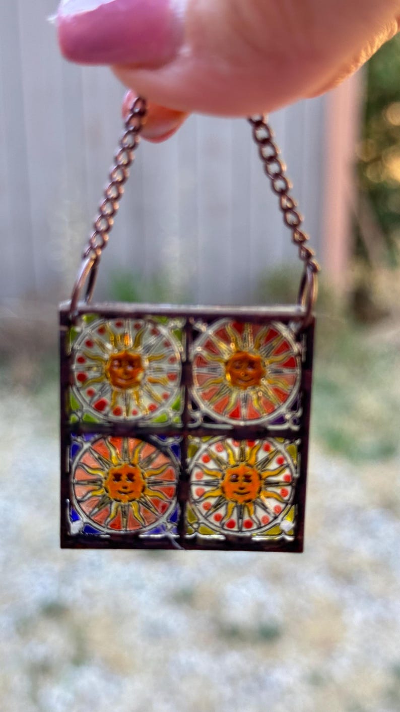 Sun Miniature Stained Glass Look Acrylic Obscure Suncatcher Window - Etsy