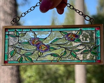 Pink Flowers Miniature Stained Glass Look Acrylic Suncatcher Window - Etsy