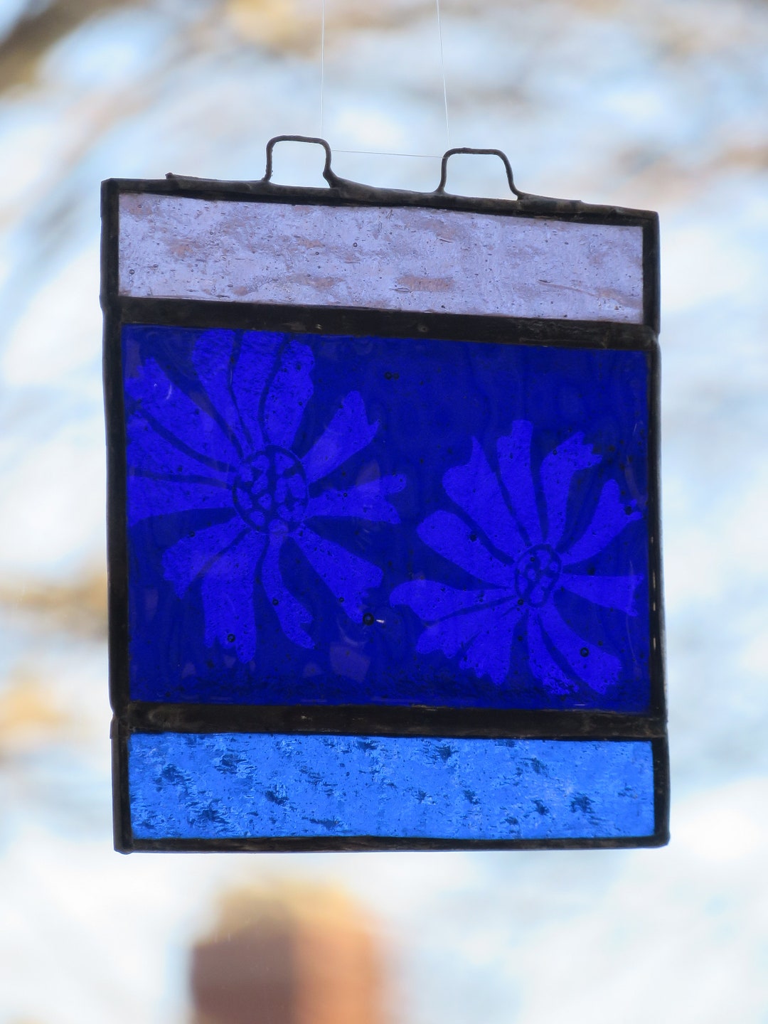 Blue Flower Stained Glass Suncatcher - Etsy