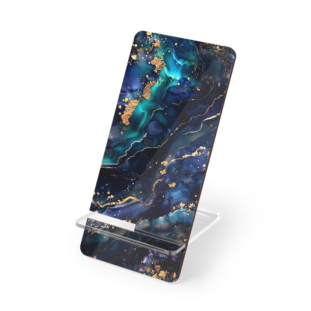 Sapphire Opal Phone Stand: Gold Swirl Mobile Display - Etsy