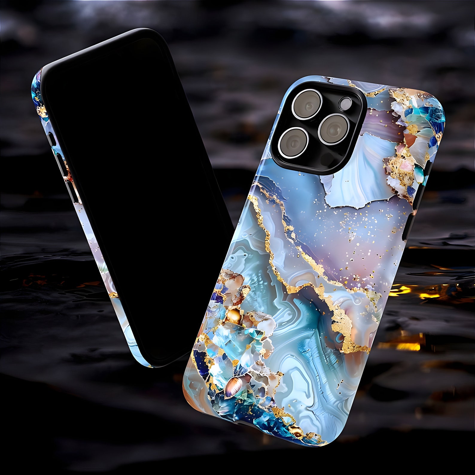 Mother of Pearl Opal and Gold Phone Case Tough Phone Casing iPhone 16 ...