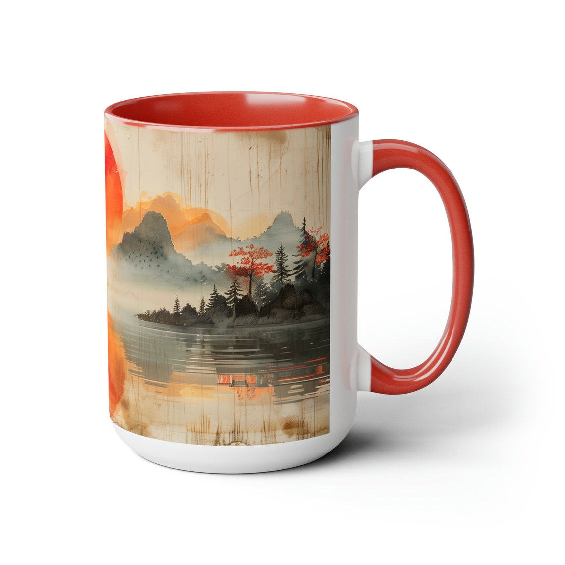 Zen Abstract Art Tea Mug | Two-tone Coffee Cup | 15oz Ceramic Mug - Etsy