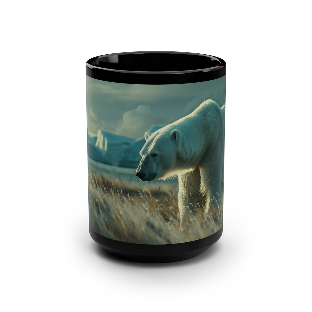 Polar Bear Animal Mug | Arctic Black Ceramic Coffee Cup | 15oz Zoo Tea ...