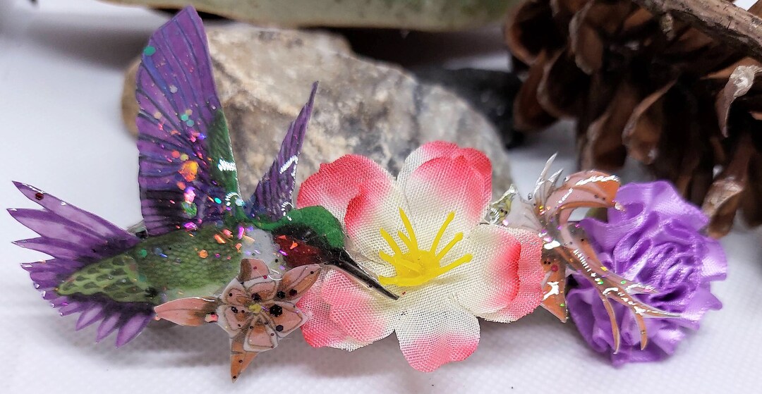 Beautiful Ruby Throated Hummingbird Barrette - Etsy