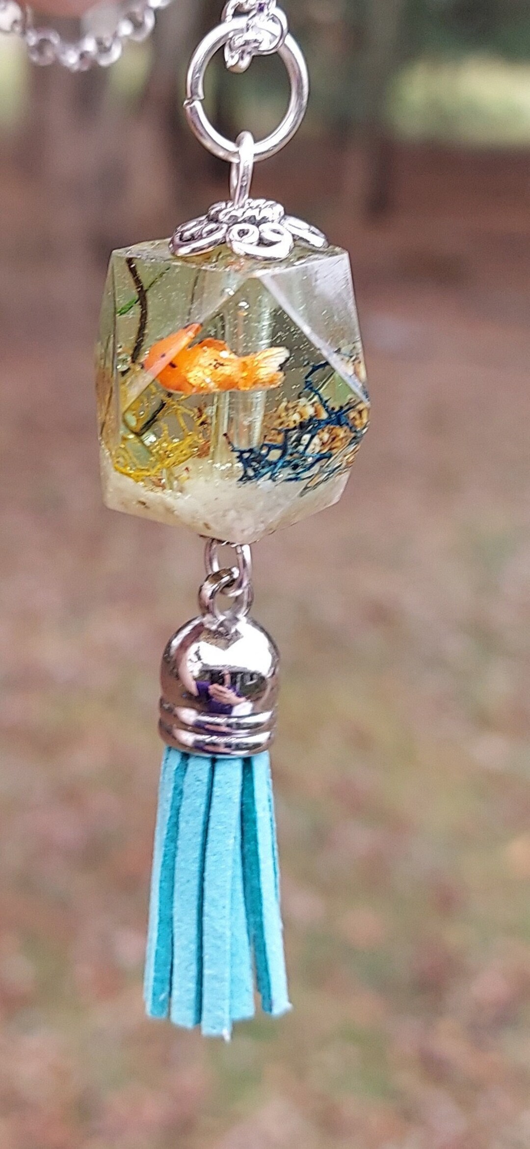 360 Degree Design Resin Goldfish Bowl Fish Tank Pendant With Leather ...