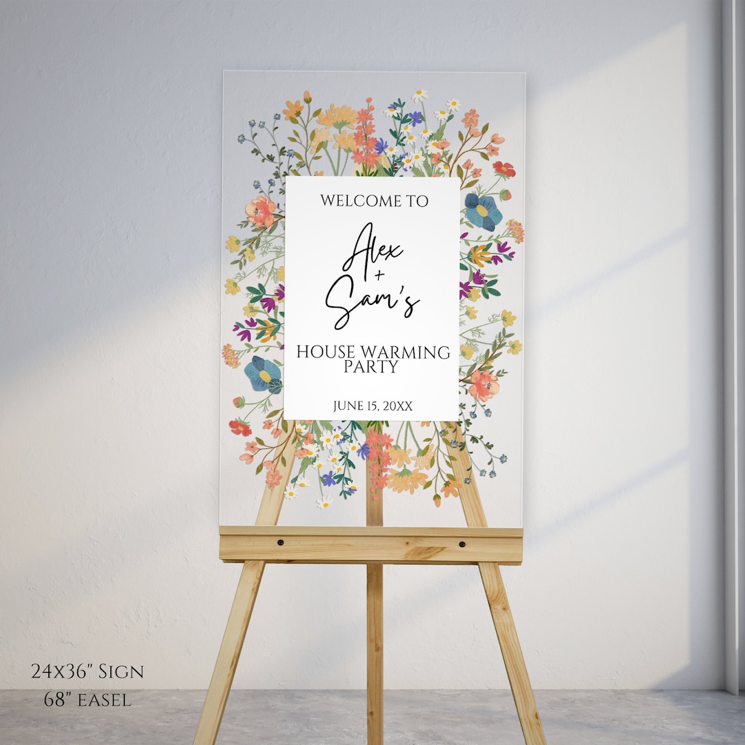 Custom Wildflower Acrylic Housewarming Party Welcome Sign, Home Warming ...