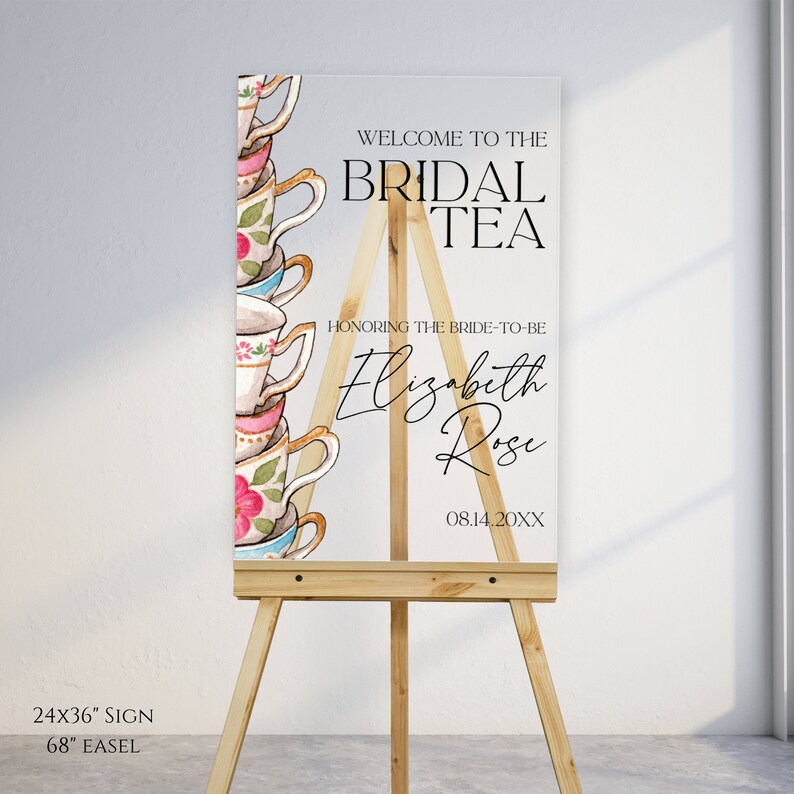 Tea Party Bridal Shower Welcome Sign, Bride-to-be Entrance Sign, Bridal ...