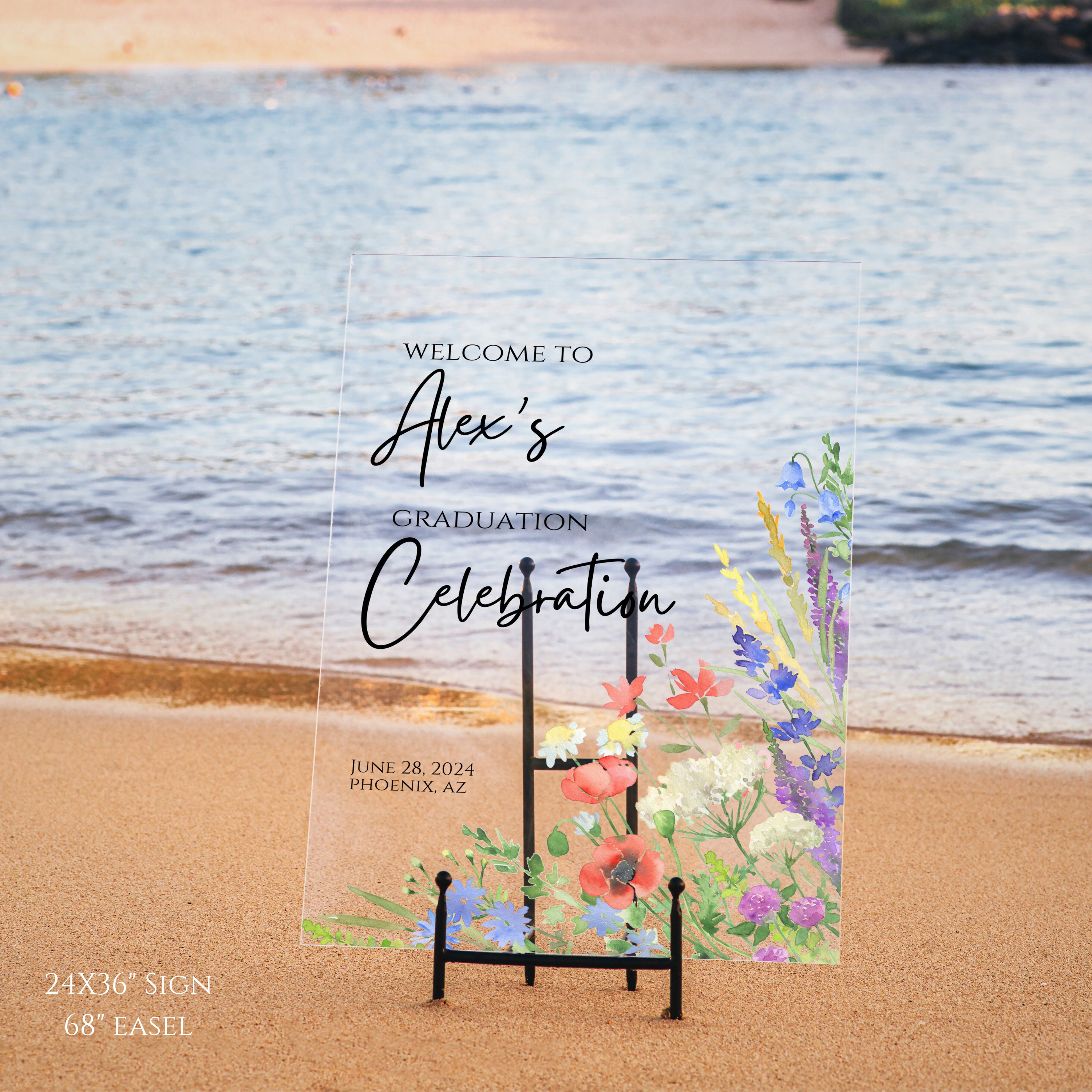 Custom Wildflower Graduation Party Sign, Graduation Acrylic Welcome ...