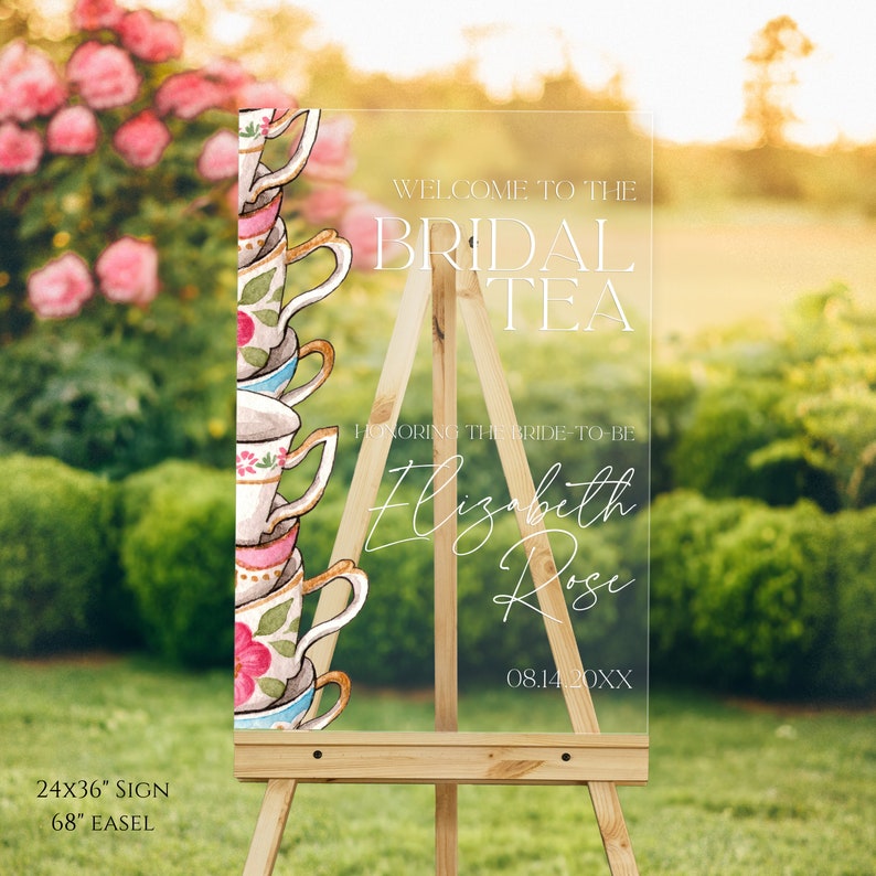Tea Party Bridal Shower Welcome Sign, Bride-to-be Entrance Sign, Bridal ...