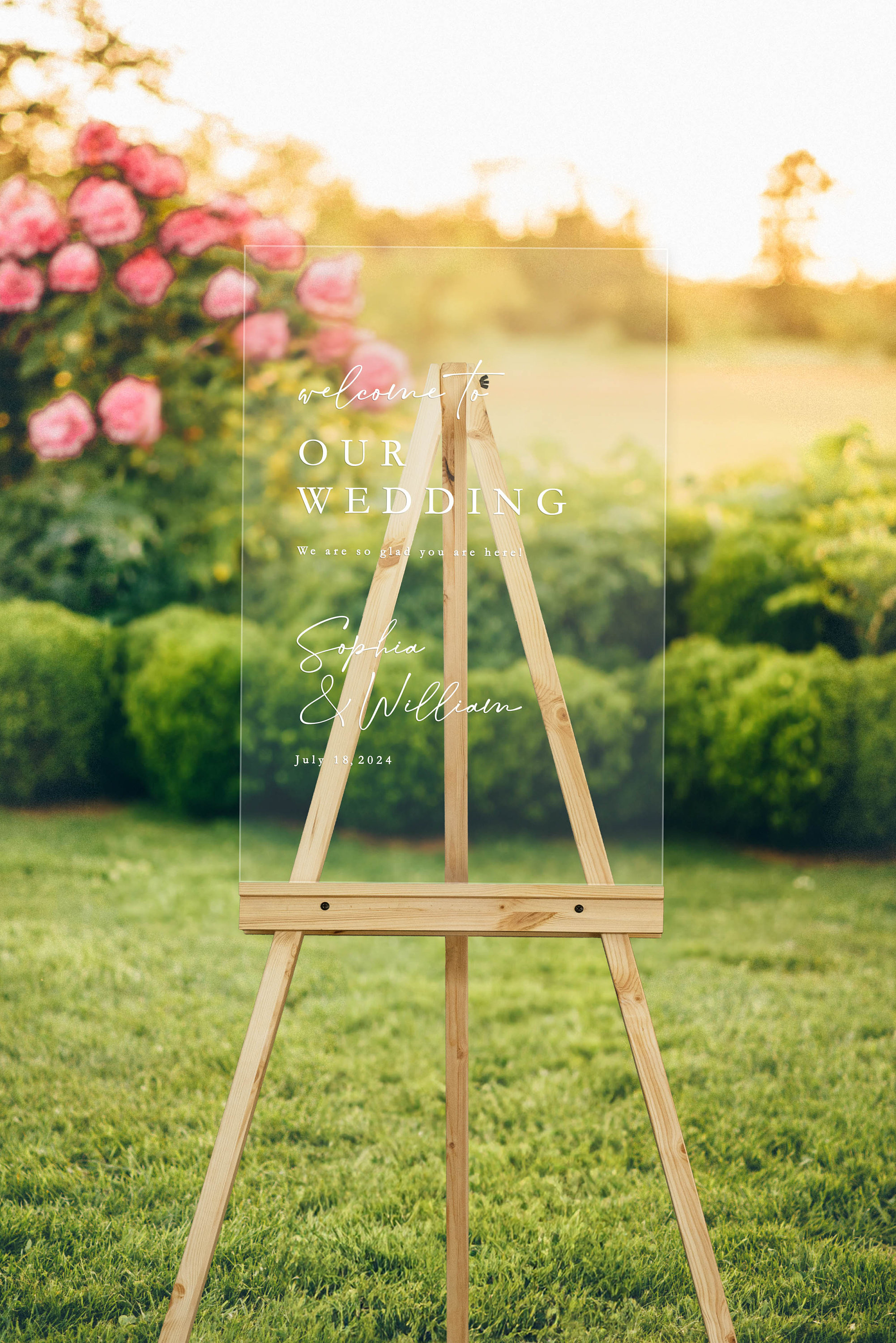 Custom Acrylic Wedding Welcome Sign, Clear Acrylic Name Date Wedding ...